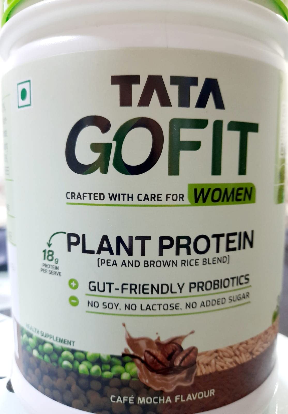 Tata GoFit Plant Protein Powder, Pea & Brown Rice Blend, 18g Protein ...