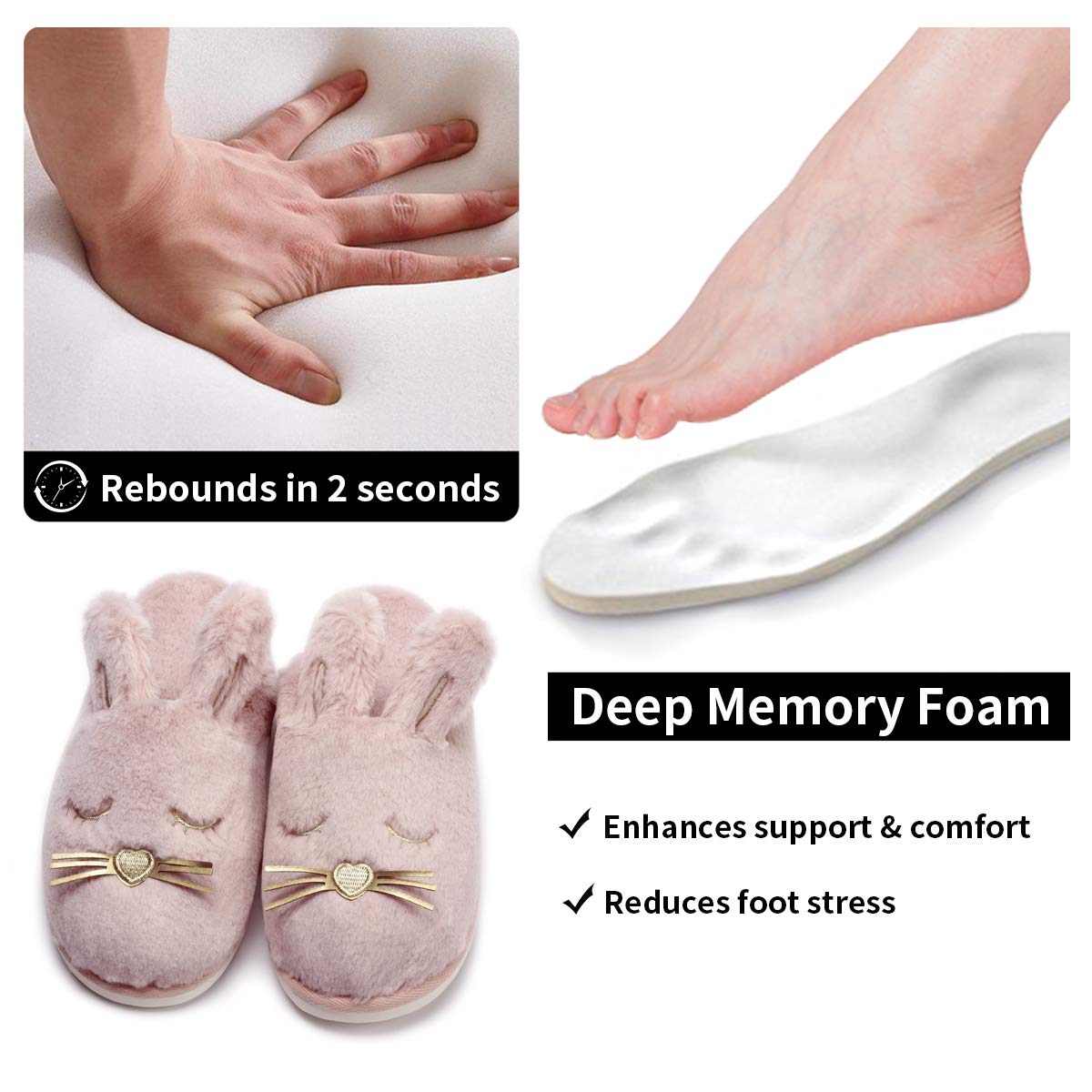 (Size-7 Women) Caramella Bubble Kids Bunny Plush Slippers for Girls ...