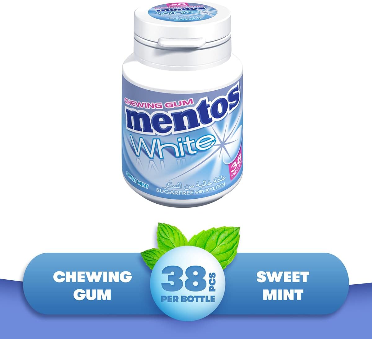 Mentos White Peppermint Chewing Gum Sugar Free 38 Pcs: Buy Online at ...