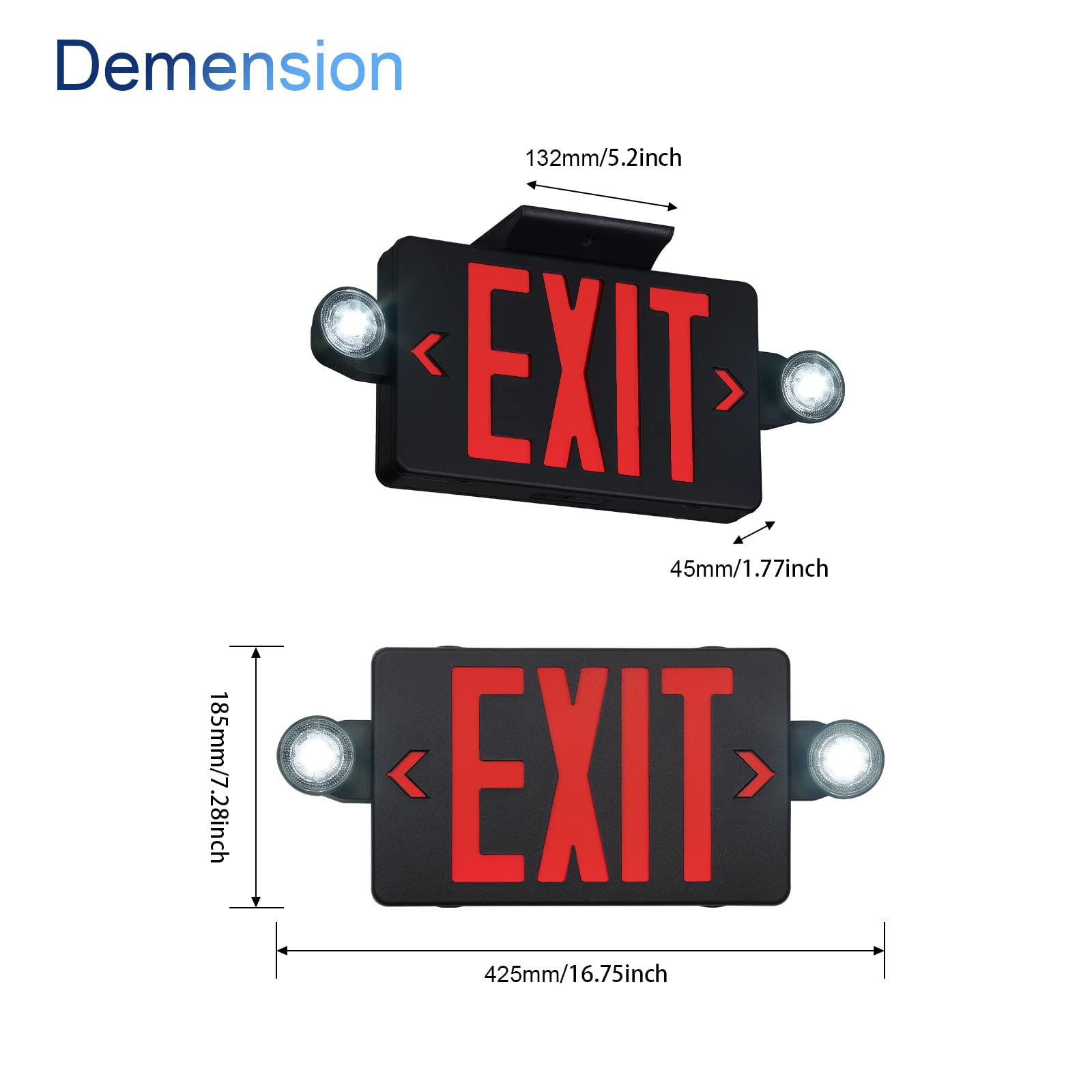 TANLUX Red LED Emergency Exit Sign With Battery Backup TANLUX LED ...