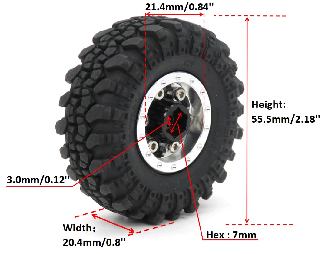 Snapklik.com : Hobbysoul 1.0 Beadlock Wheels Tires Set Adjustable ...