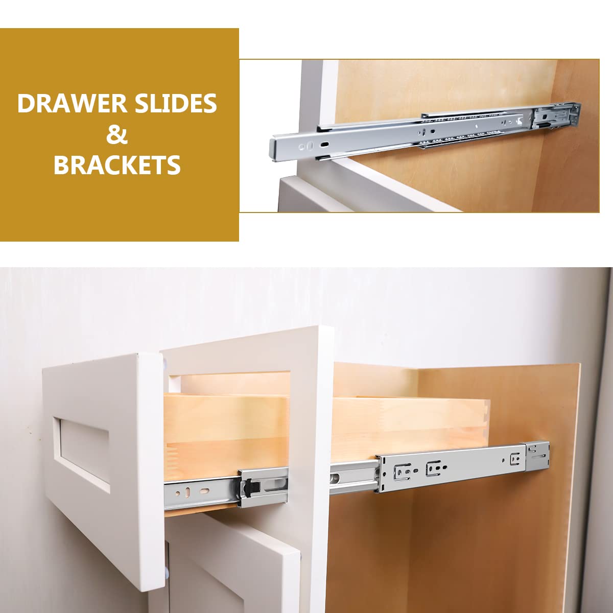 Gobrico 24-Inch Rear/Side Mount Soft Close Ball Bearing Drawer Slides ...
