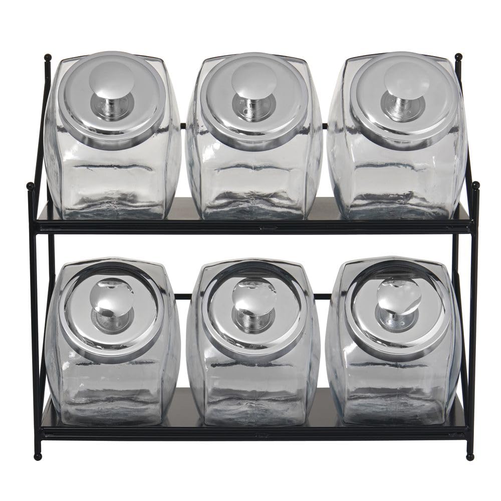 Amazon.com: HUBERT Glass Jar Display Rack, Black Metal with Six 1/2 gal ...