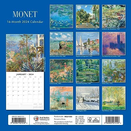 Snapklik.com : 2024 Monet Wall Calendar By Red Robin