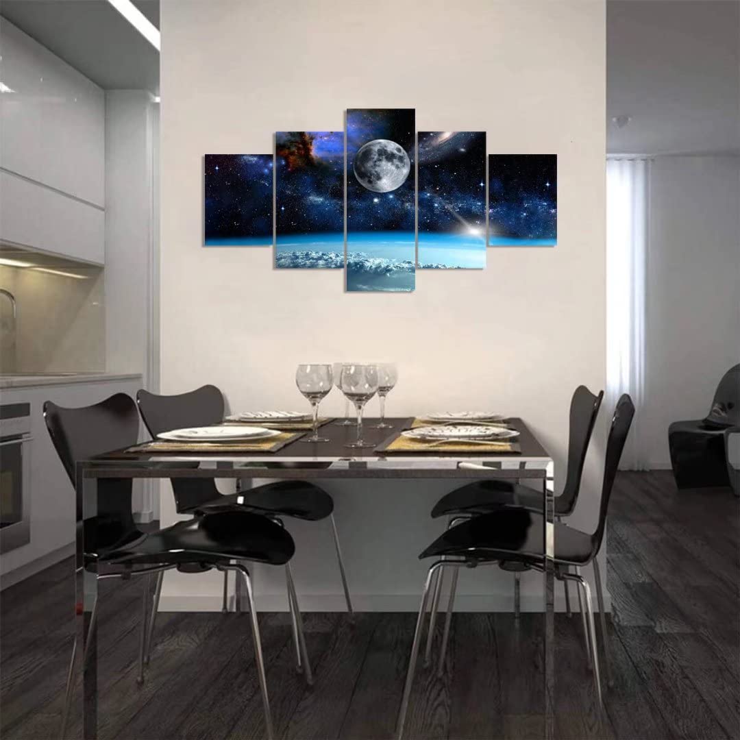 HDQ Art Outer Space Wall Art Large Galaxy Earth Canvas Wall Decor ...