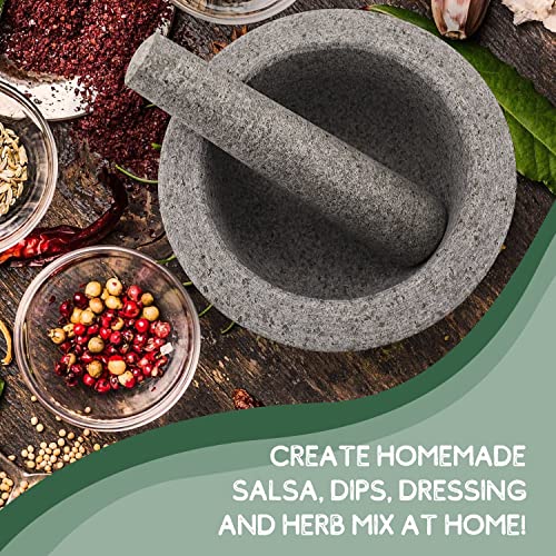 Flexzion Granite Mortar and Pestle Set, 4 Cup Large Mortar and Pestle ...
