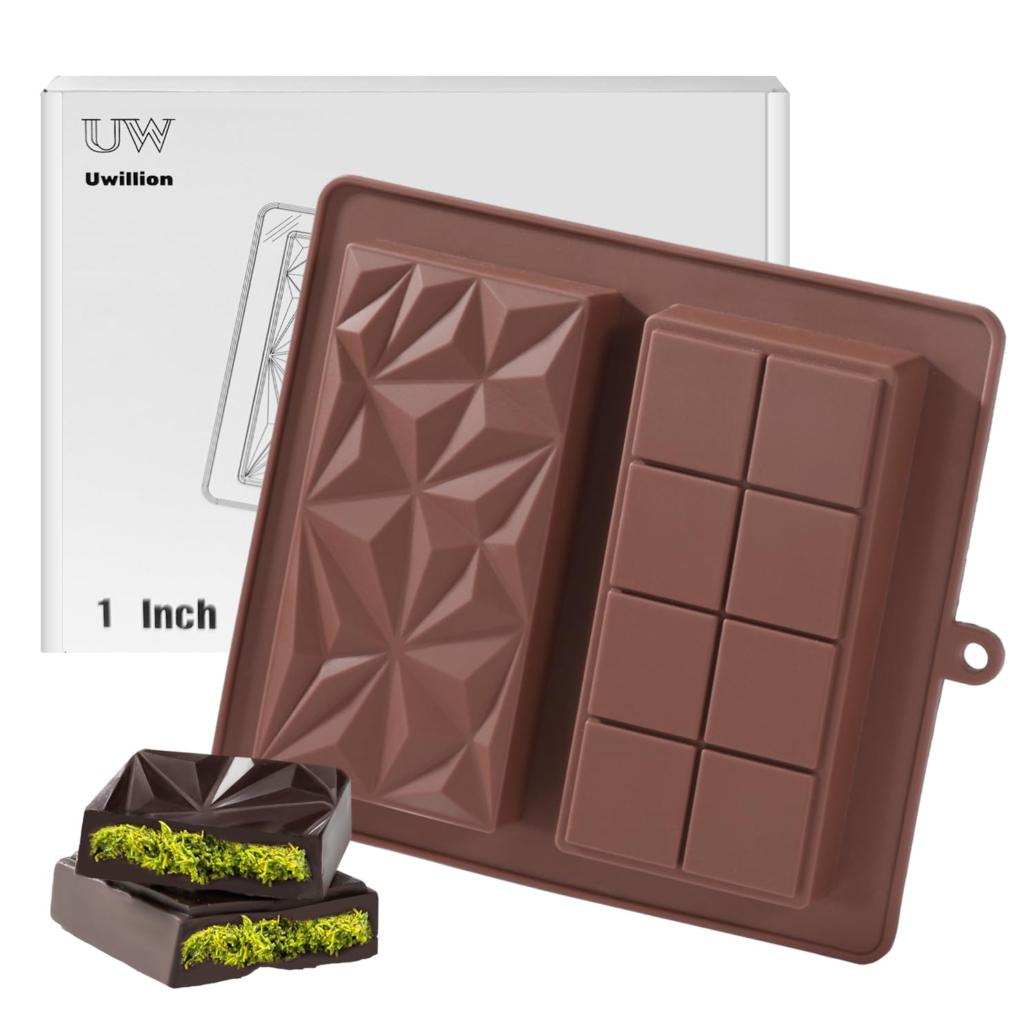 Amazon.com: UWILLION Deep Chocolate Bar Mold Silicone 1 Inch Dubai ...