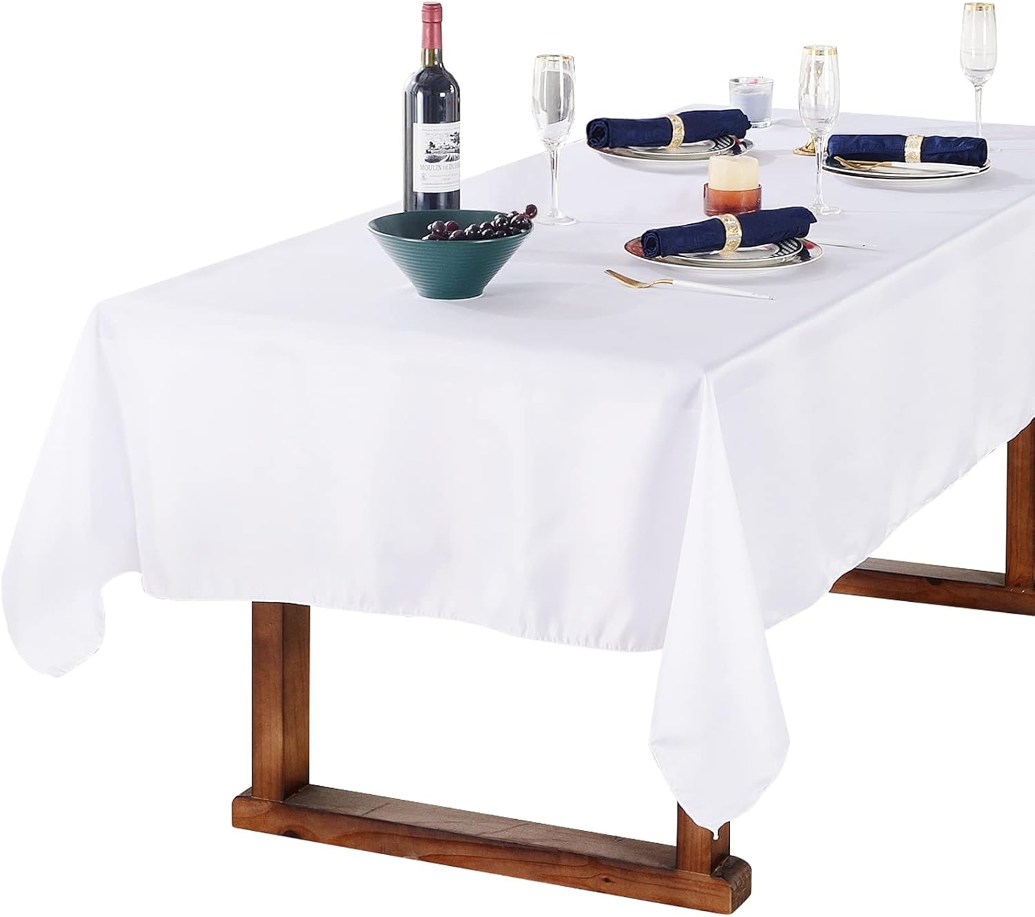 HEMEIREN Nappe de Table Blanche en Tissu de Qualité Supérieure ...