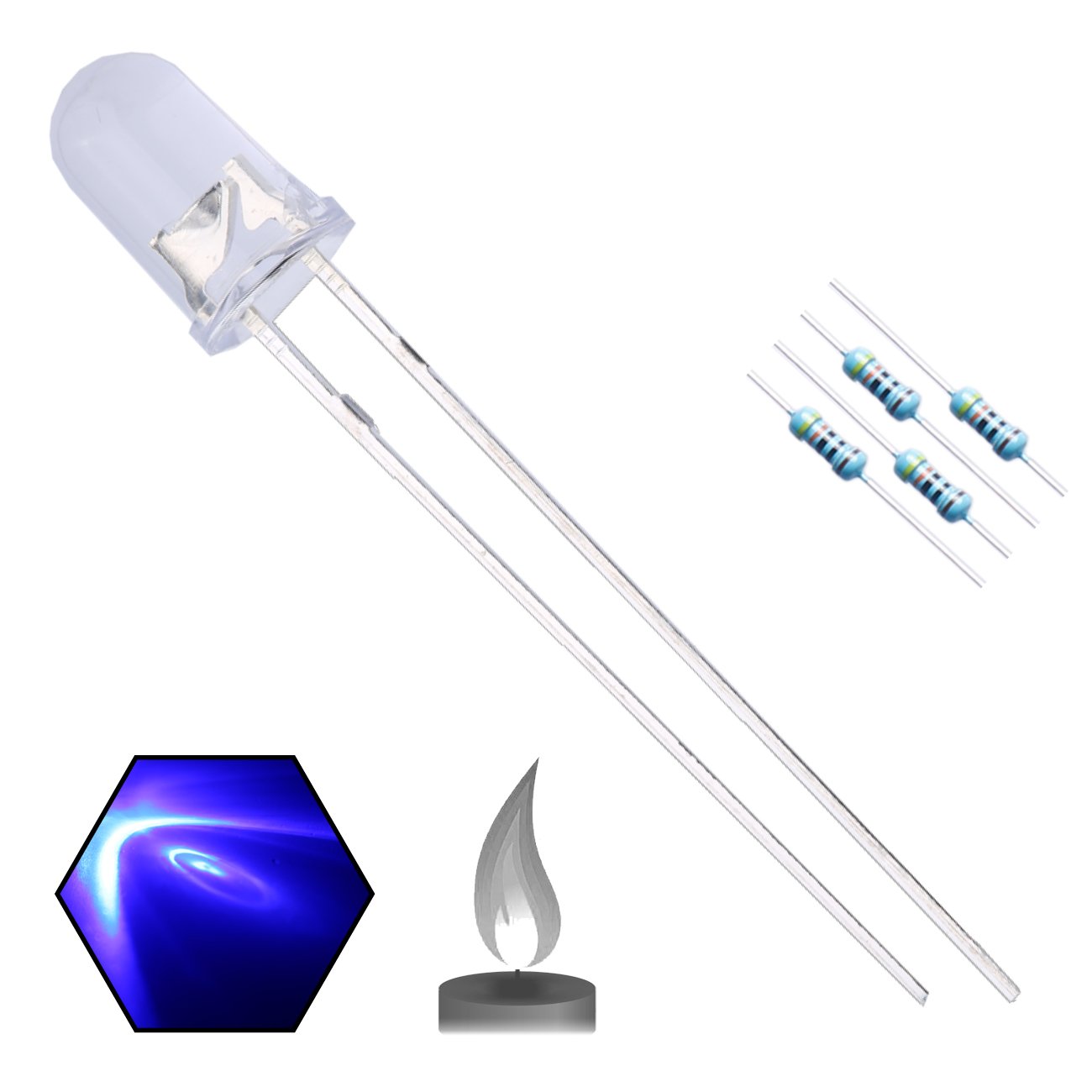 Flickering Flameless Candles With Remote 100-Pack Blue 5mm Flickering ...