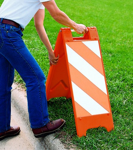 Minicade, Orange, 12"x24"Sign Frame, EG Striped Double Sided, 13"Wx36 ...