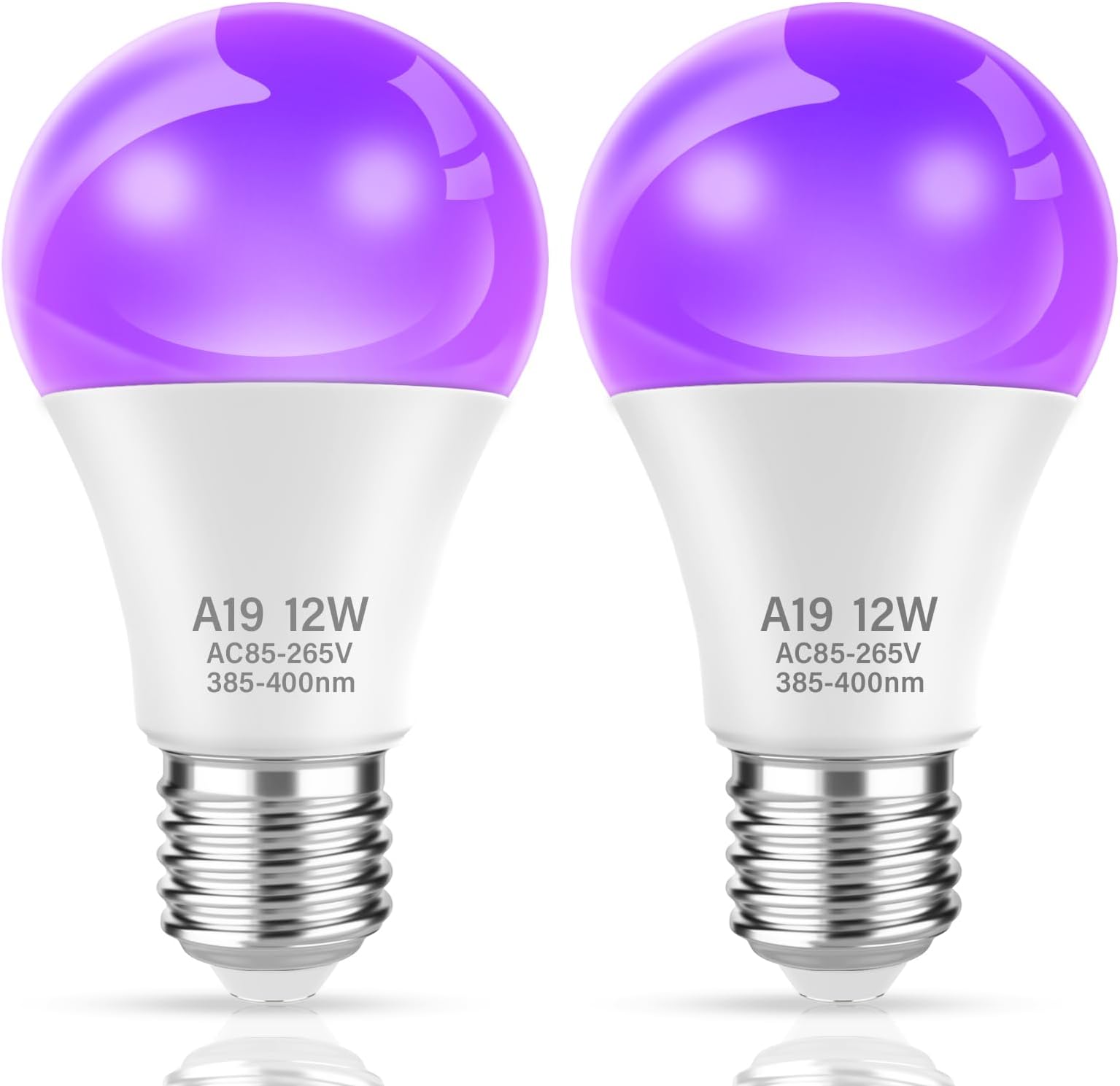 GREENIC UV Led Black Light Bulb 2 Pack, 8W (60W Equivalent) A19 E26 ...