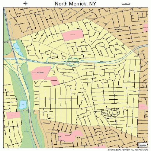 Large Street & Road Map of North Merrick, New York NY - Printed poster ...
