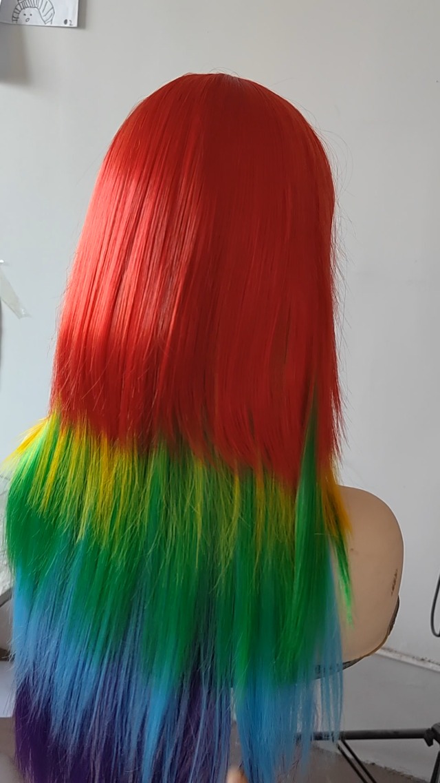 Watch Women 27.56'' Long Straight Rainbow Cosplay Wig on Amazon Live