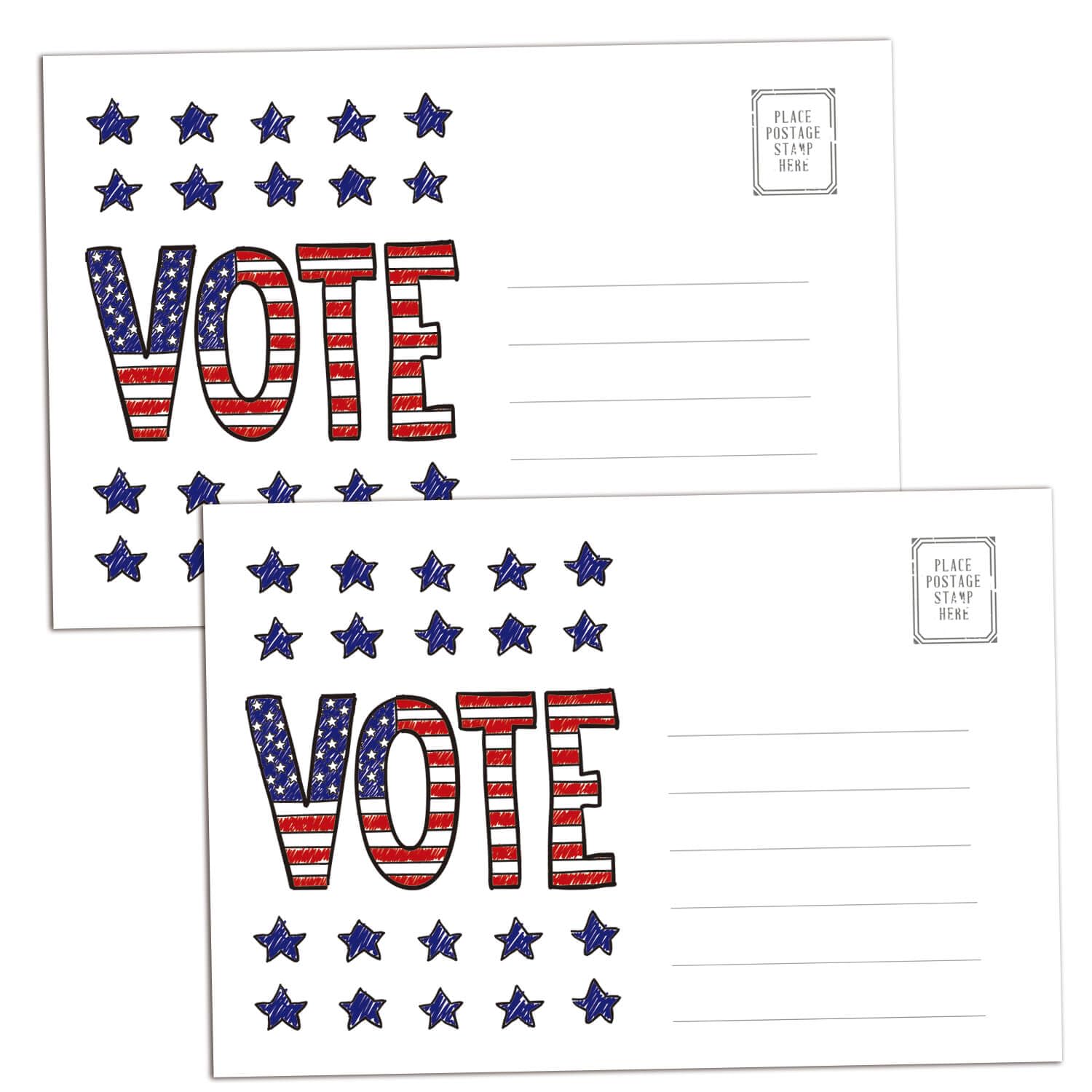 Amazon.com : KORTTITALO 50 Hand-painted Vote Postcards With Blank ...