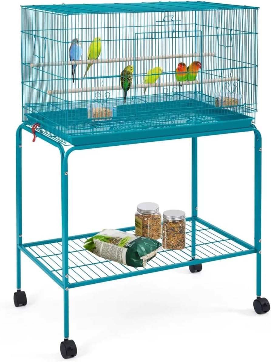 Amazon.com : 47" H Rolling Stand Flight Metal Bird Cage with Slide-Out ...