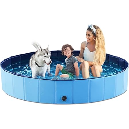 Amazon.com: Niubya Foldable Dog Pool, Collapsible Hard Plastic Dog ...