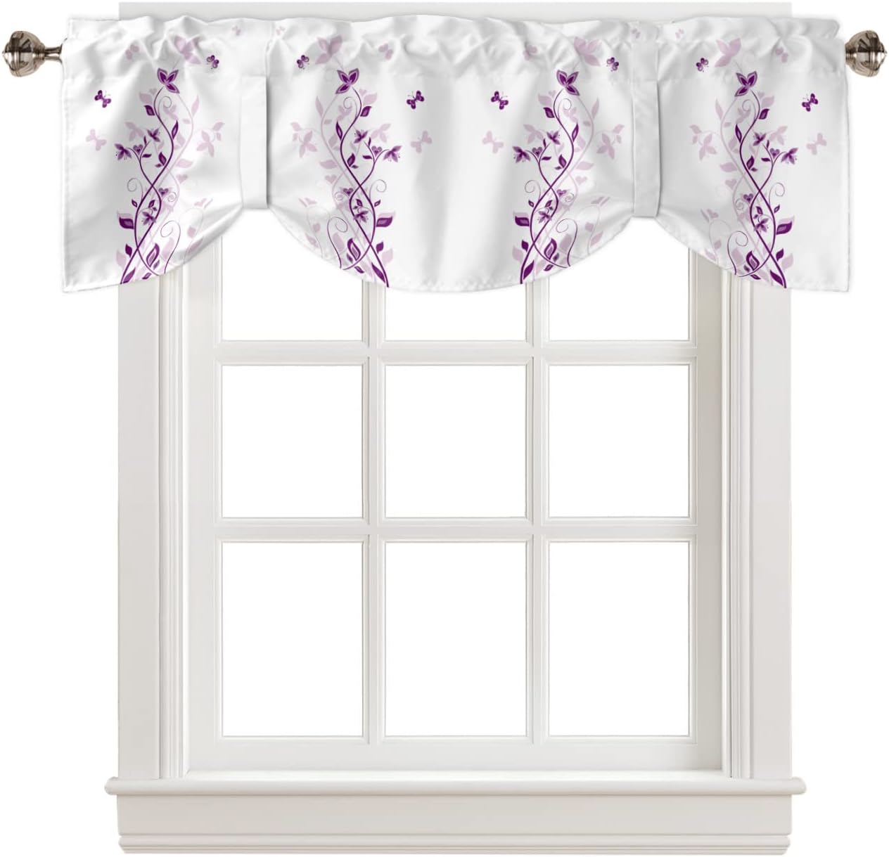 Amazon.com: Housein Valances for Windows, Lilac Flower with Butterfly ...