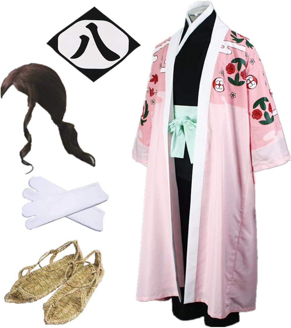Amazon.com: Anime Kyoraku Shunsui Cosplay Costumes Pink Printed Robe ...