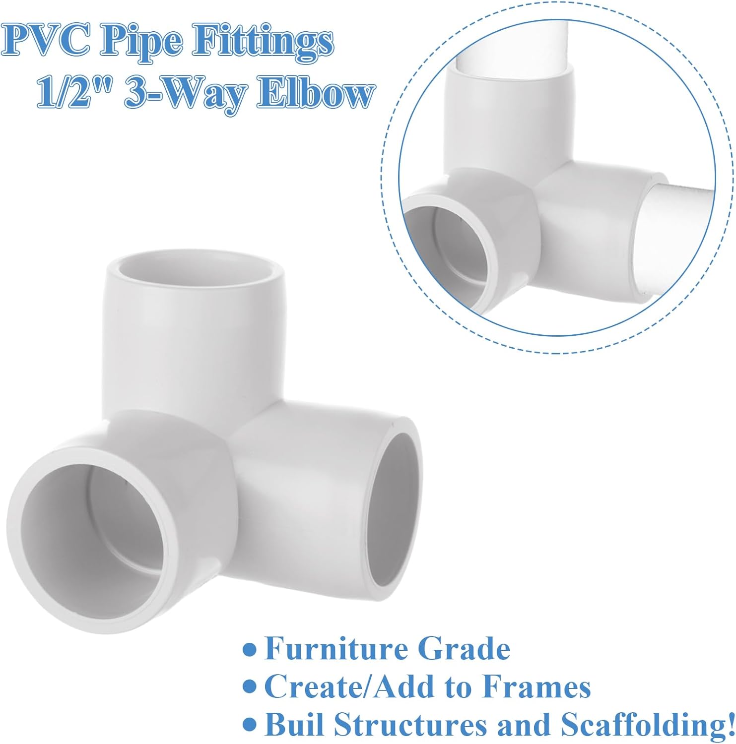18 Pack 1/2 Inch 3 Way PVC Fittings, Furniture Grade Nepal | Ubuy