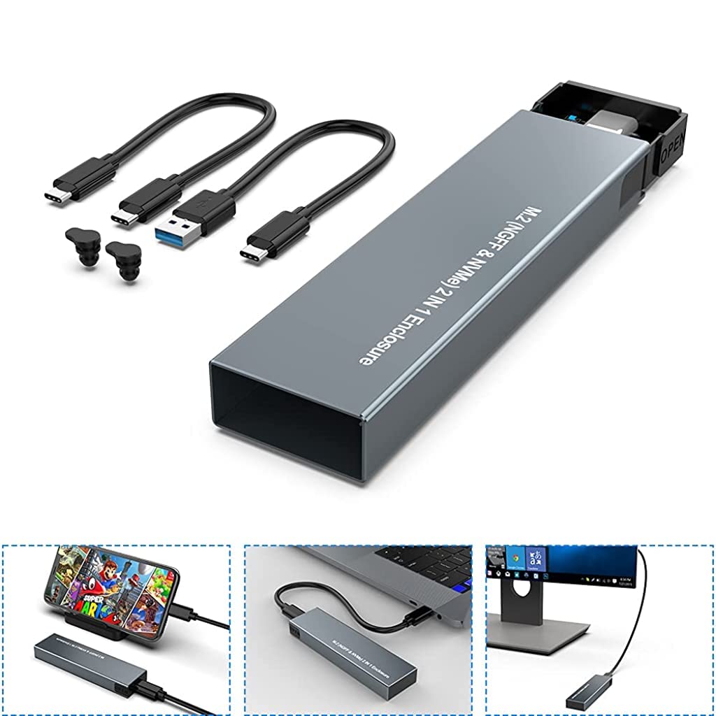 Verilux M 2 NVME SATA SSD Enclosure Dual Protocol Aluminum Alloy SSD