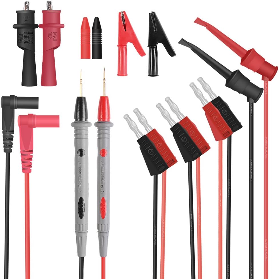 Yubone Multimeter Test Leads,Stackable Banana Test Lead Kit with 30A ...