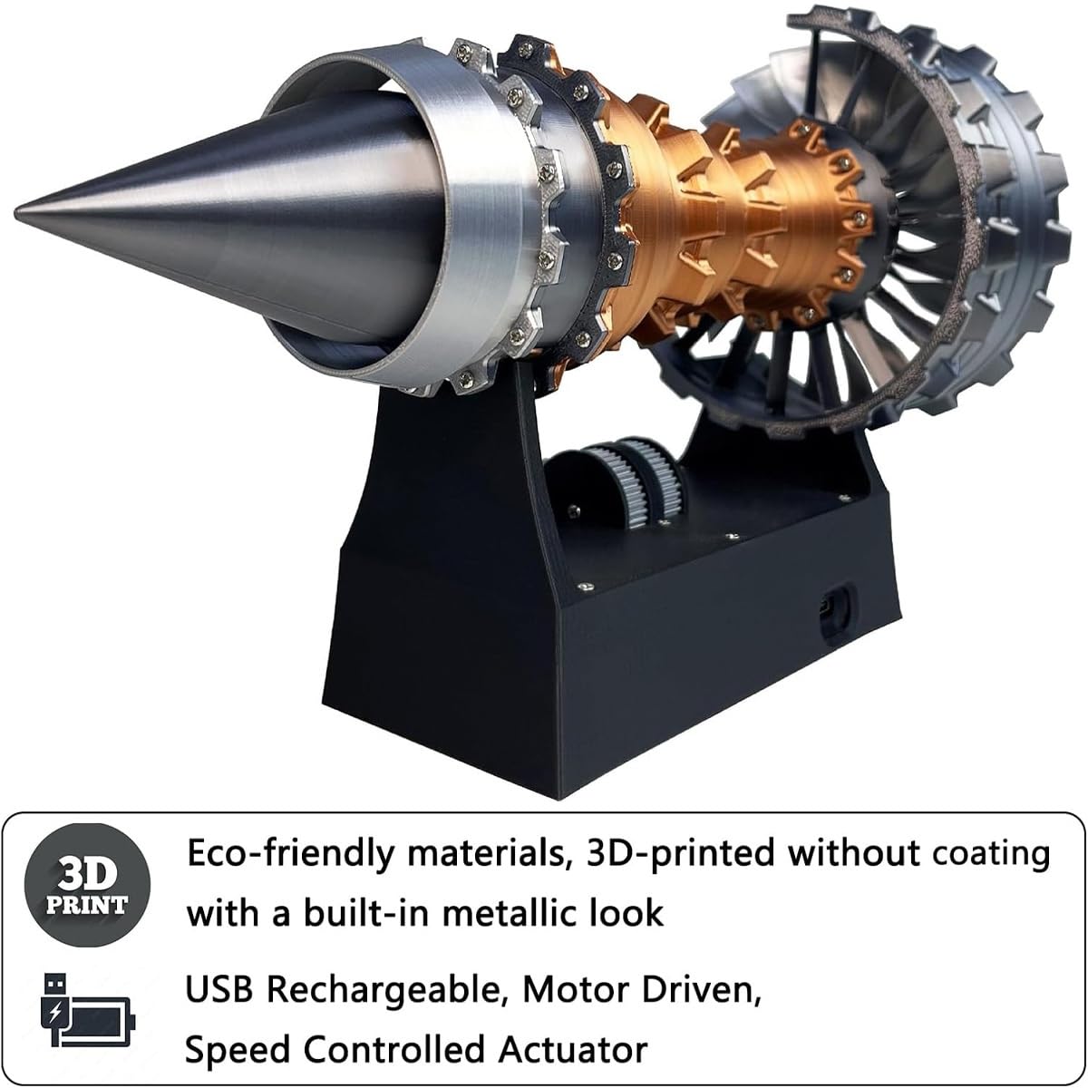 Jet Engine Fan 1/25 Scale Simulation Turbojet Engine Model – 3D Printed ...