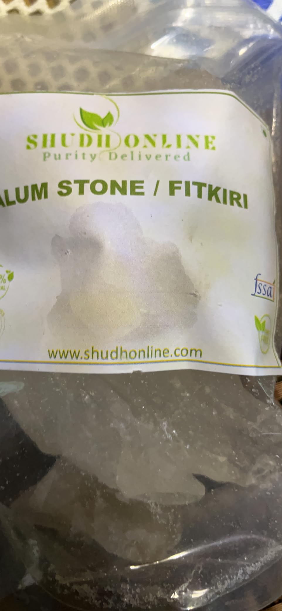 Shudh Online Fitkiri, Solid Alum Stone (250 Grams)-Fitkari Water ...