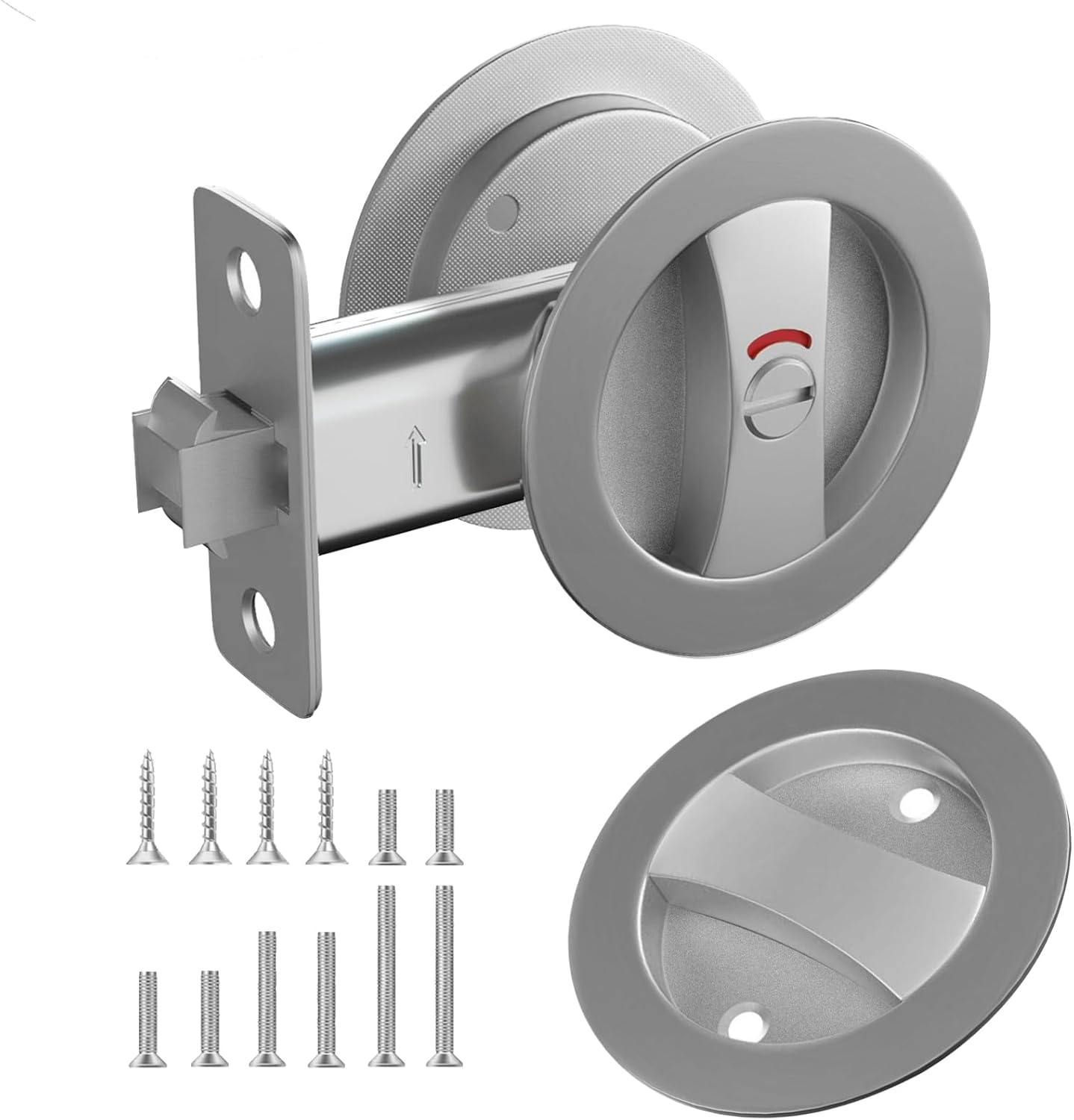 HEYLEAYAR Round Pocket Door Lock with Indicator,1 Pack Satin Nickel ...