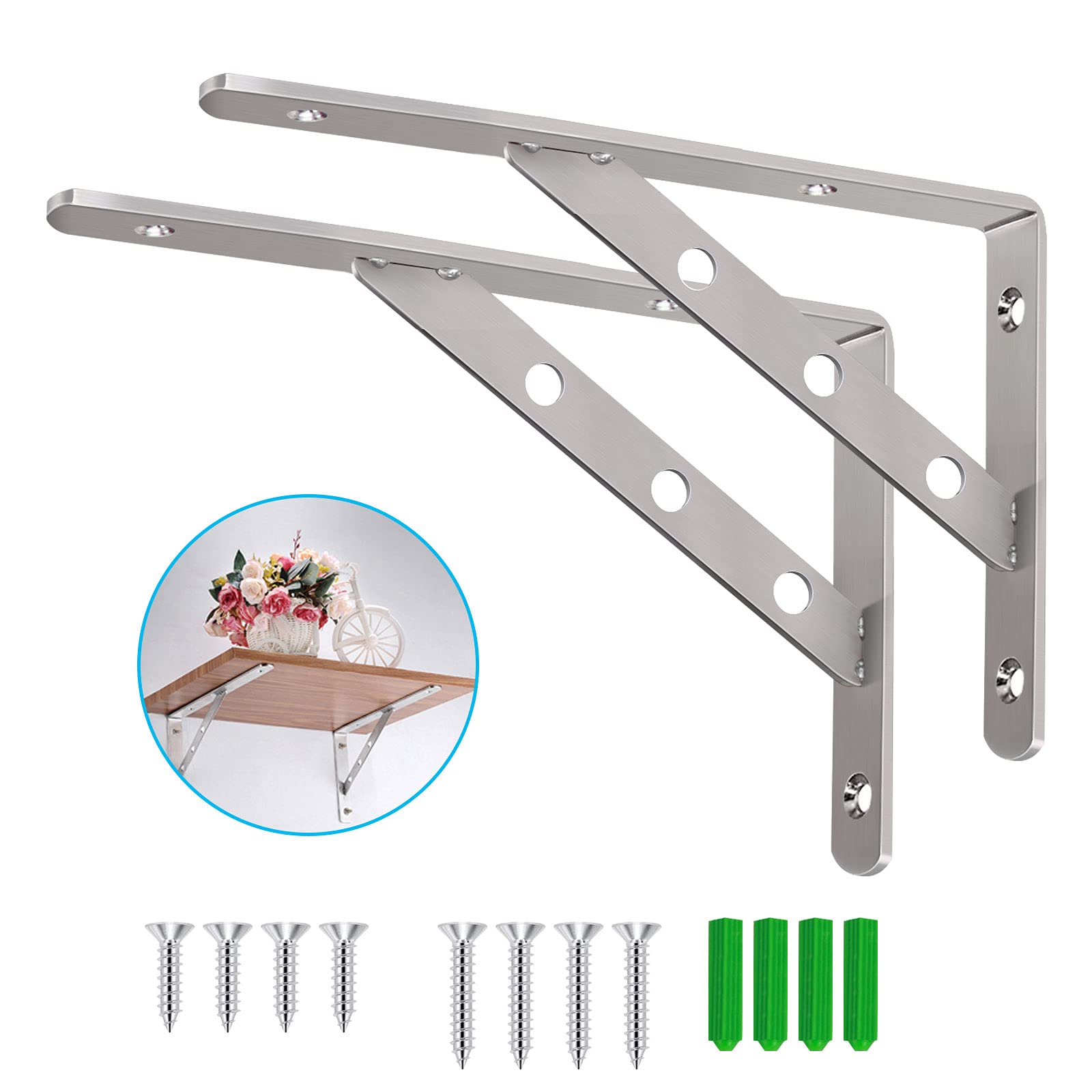 Buy Shelf Bracket 10 Inch, Banral Heavy Duty Stainless Steel Solid ...