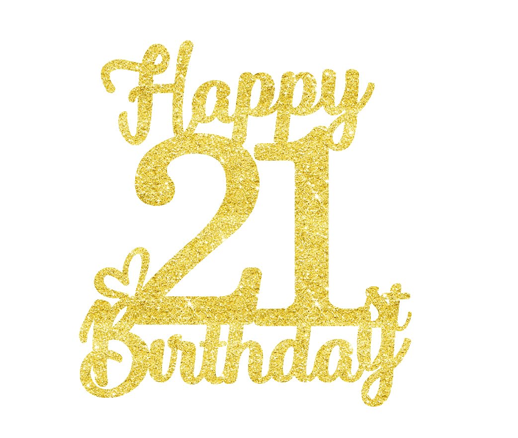 Snapklik.com : 21 Birthday Cake Toppers-Gold Glitter, 21st Cake Topper ...