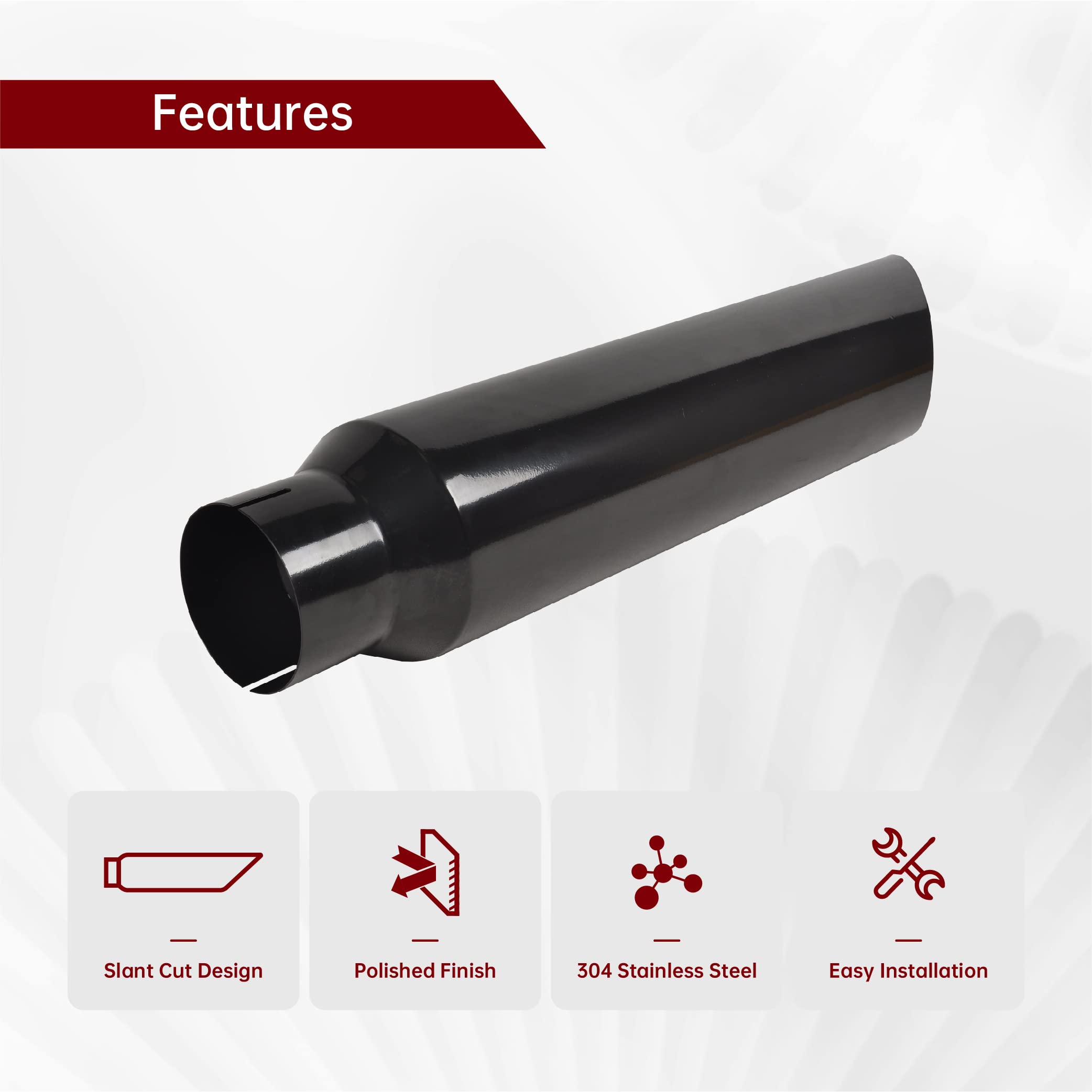 Snapklik.com : FGJQEFG 4 Inch Inlet 7 Inch Outlet Gloss Black Stainless ...