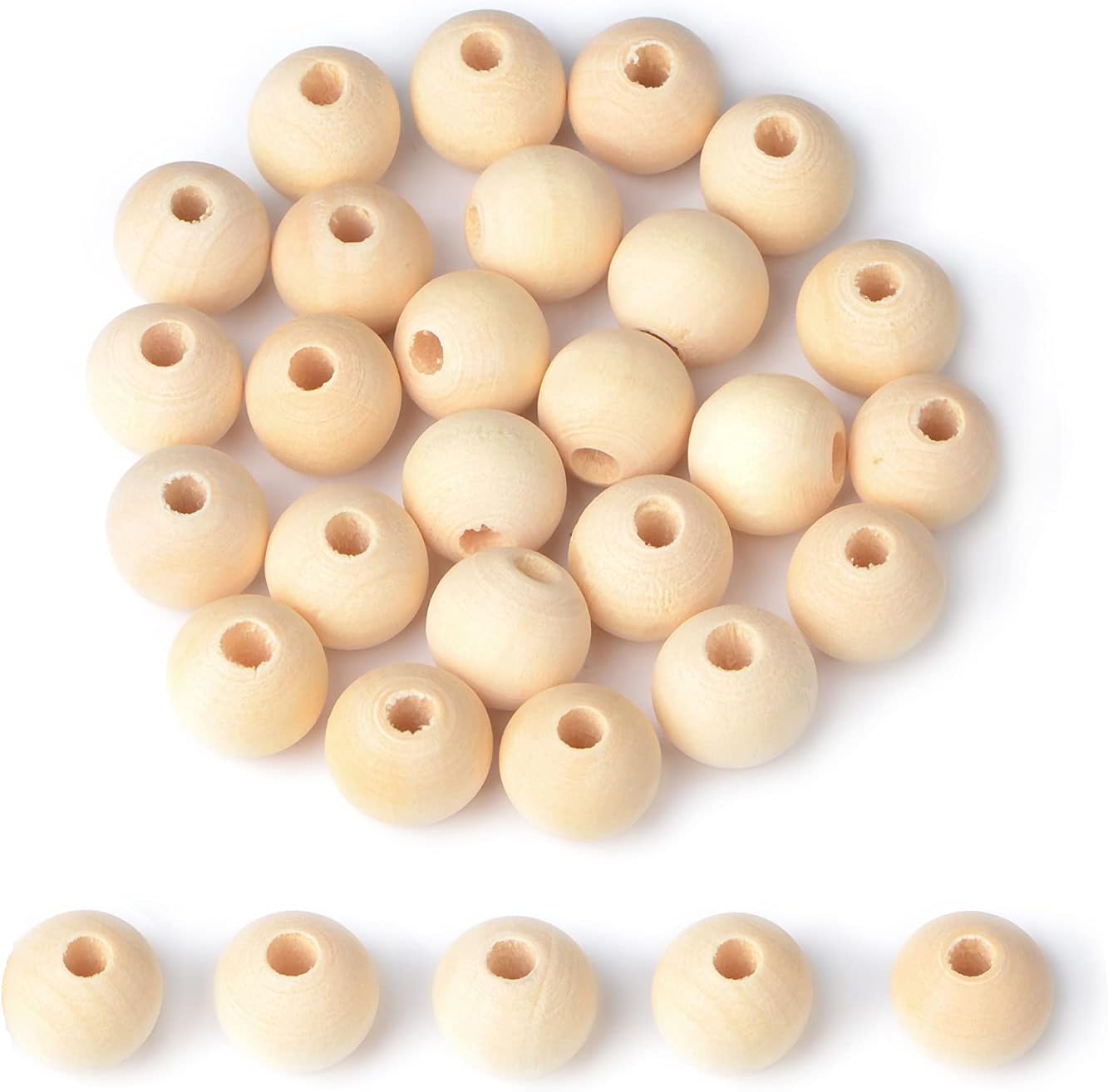 Amazon.com: AD Beads Craft Wooden Large Hole Natural Unfinished Round ...