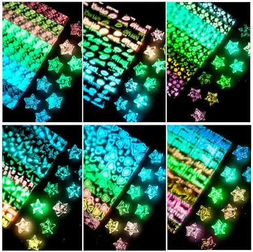 1260 Sheets Luminous Origami Star Paper Strip with 6 Patterns Glow in ...