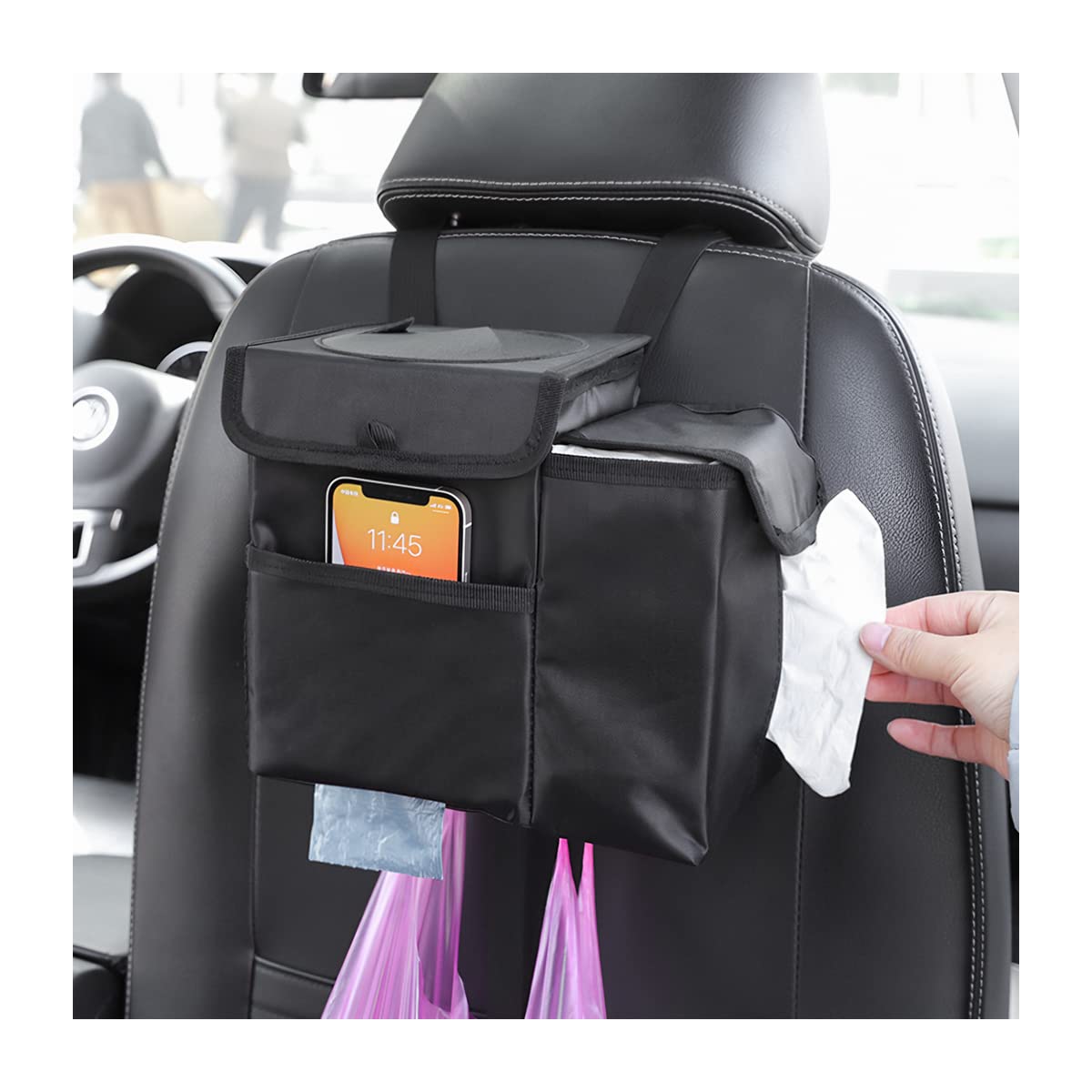 Amazon.com: AICEL Car Trash Can with Lid and Storage Pockets, Leak ...