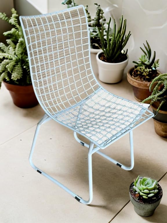 JODHPUR TRENDS Metal Jali Chair for Outdoor Garden (White Color ...