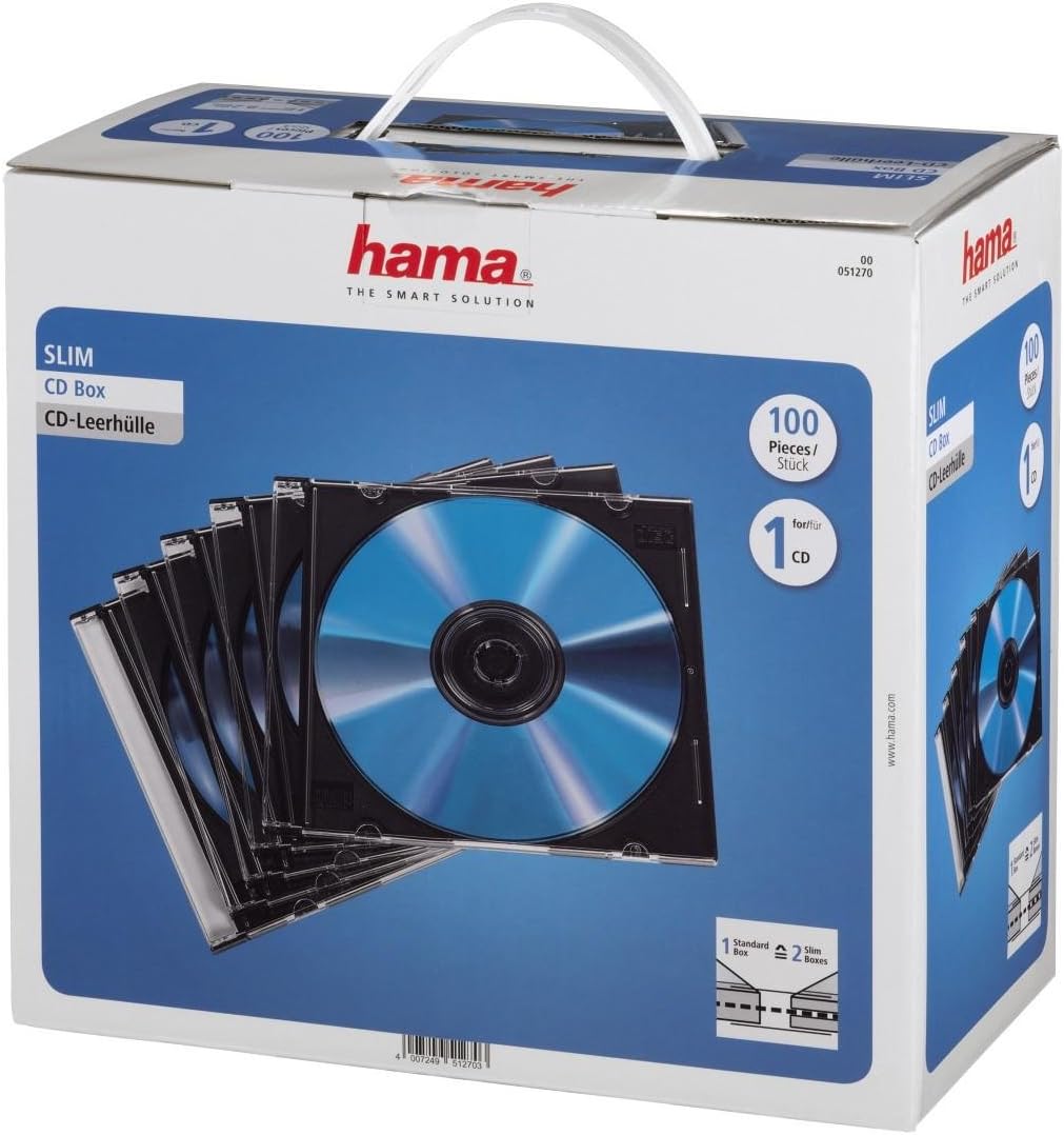 Hama Slim CD Jewel Case | Pack of 100 | Transparent & Black : Amazon.co ...