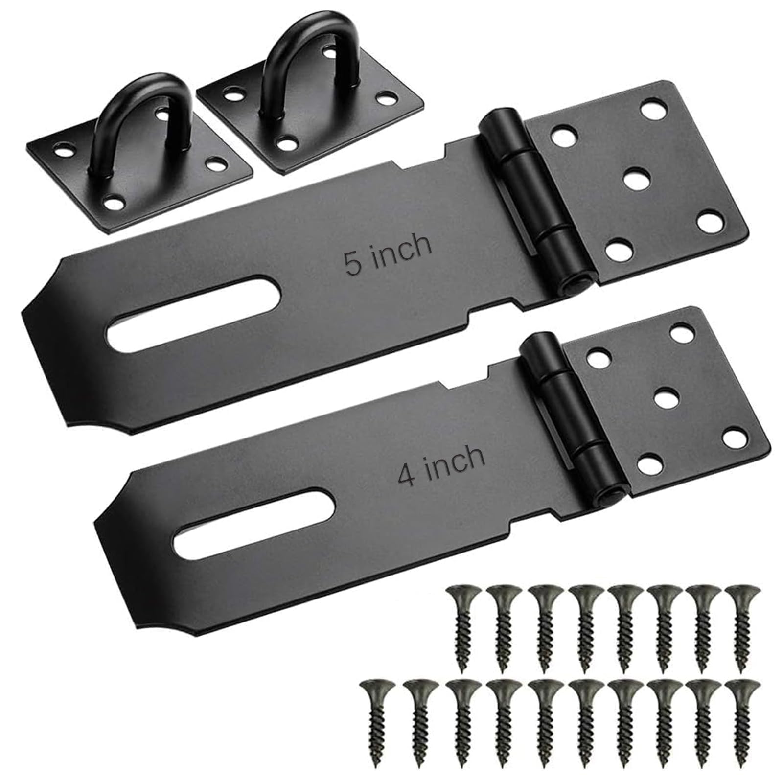 Sheryl&Rain 2 Sets Door Padlock Hasp and Staple Heavy Duty, 4 Inch & 5 ...