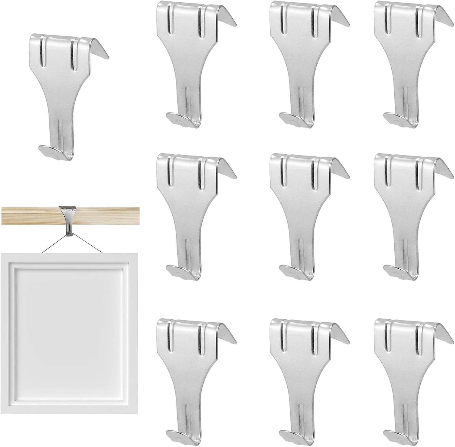 10pcs Picture Rail Hooks Chrome Plated Moulding Picture Hooks Rail ...