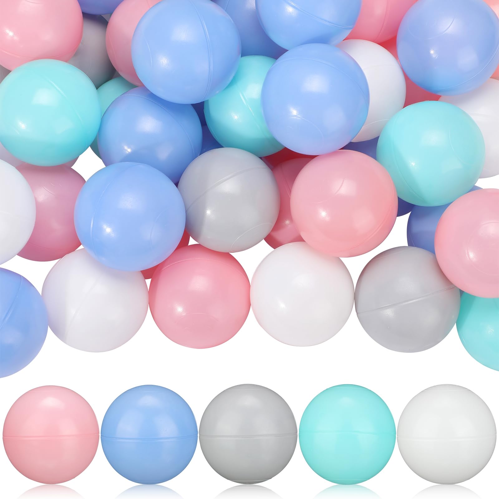 Lenwen 500 Pcs Soft Plastic Ball Pool Balls, 5 Macaron Colors Plastic ...