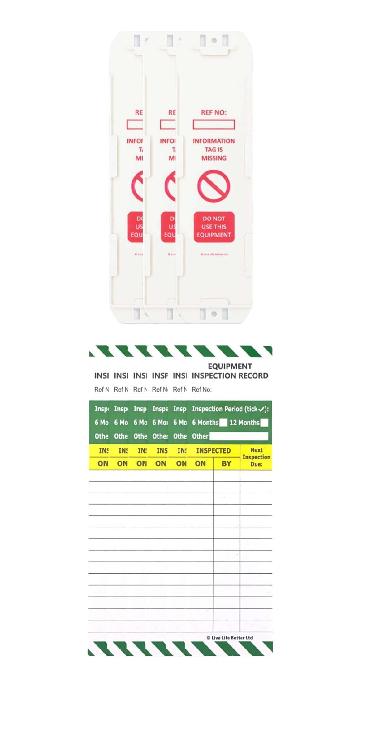 LIVELIFEBETTER® Equipment Safety Inspection Tags - 3 Holders and 6 ...