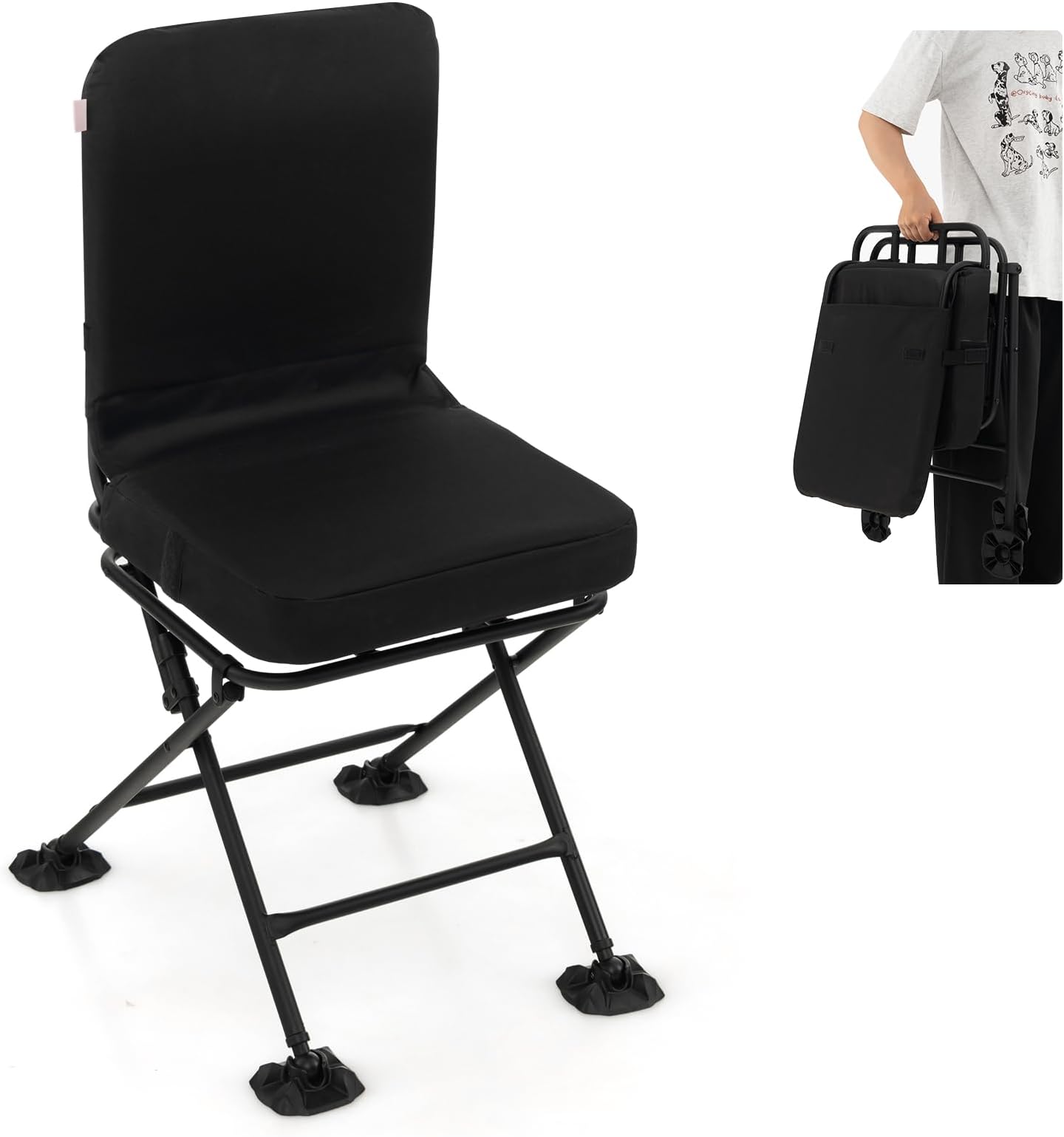 COSTWAY 360° Swivel Hunting Chair, Folding Camping Chairs with 3 ...