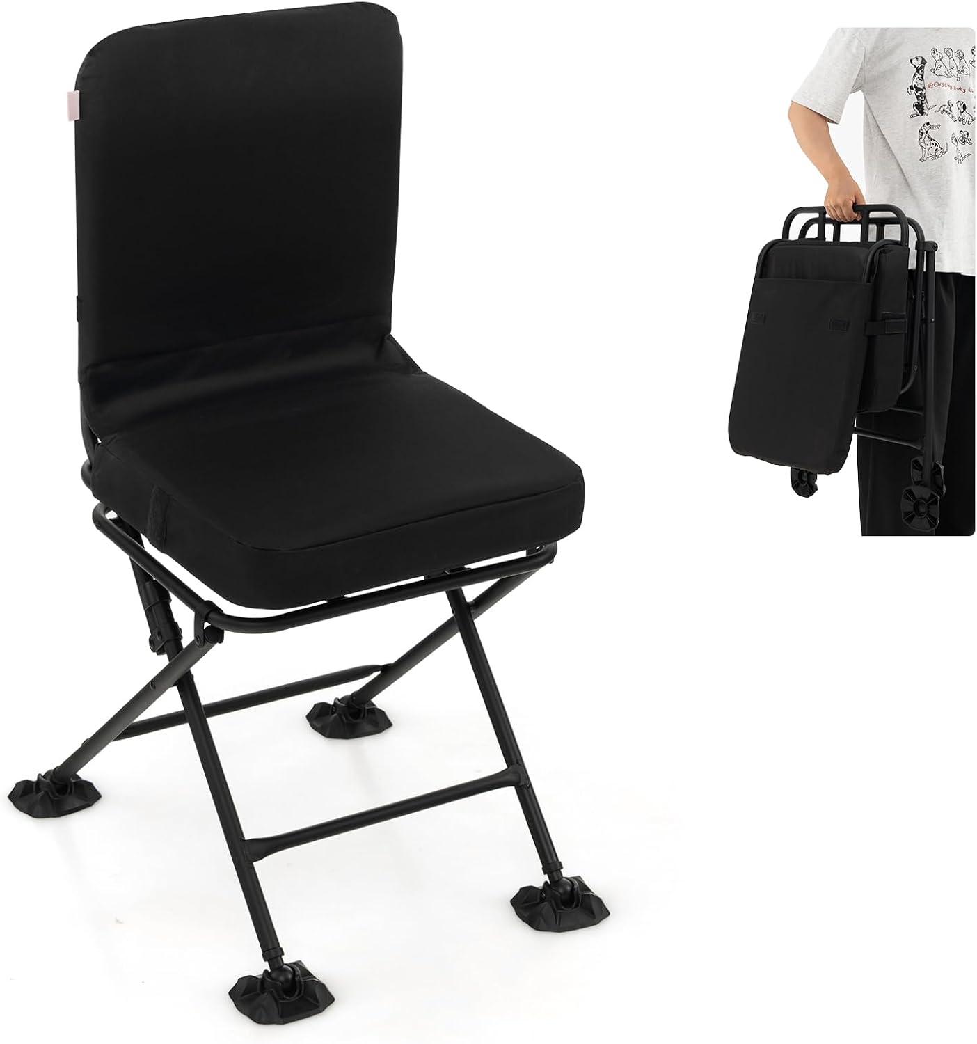 TANGZON 360 Degree Swivel Hunting Chair, Folding Padded Blind Chair ...