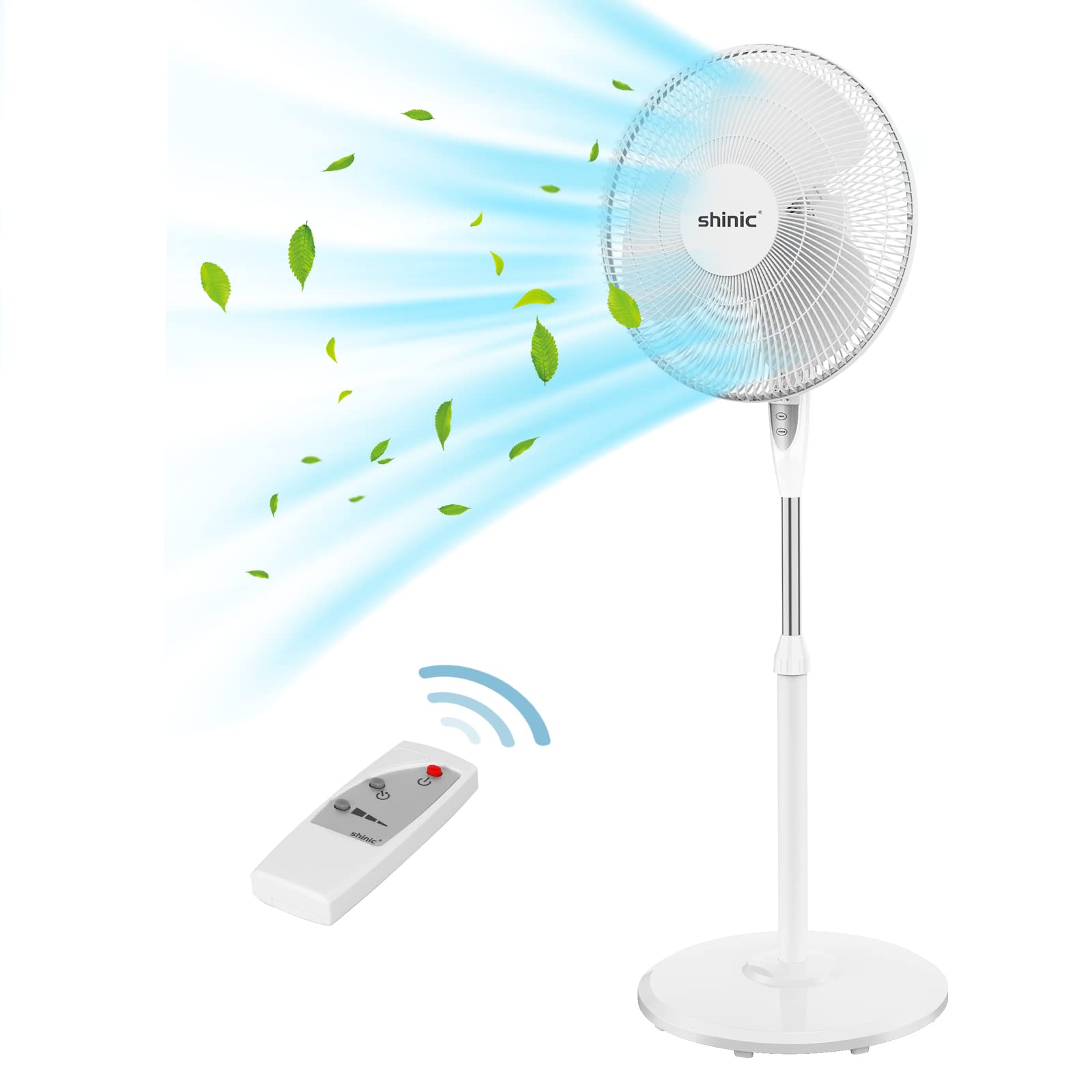 shinic 16-Inch Oscillating Standing Pedestal Fan with Remote,Quiet ...
