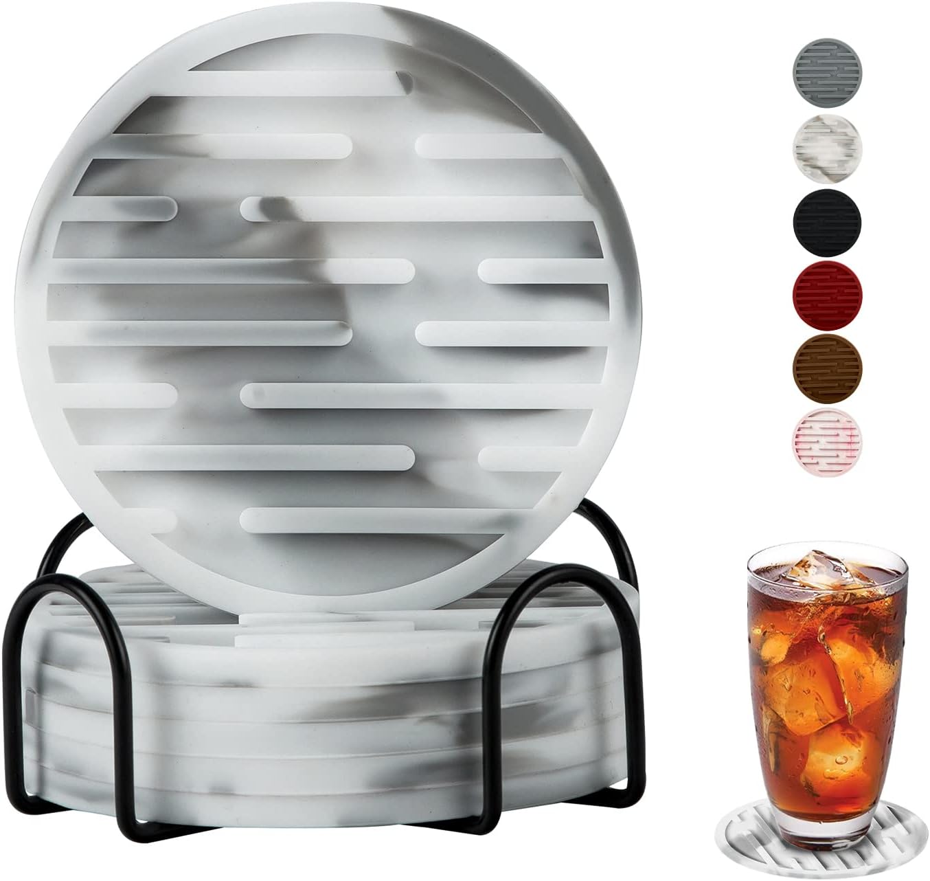 Amazon.com: Silicone Coasters for Drinks, AUPTIM Drink Coasters Set of ...