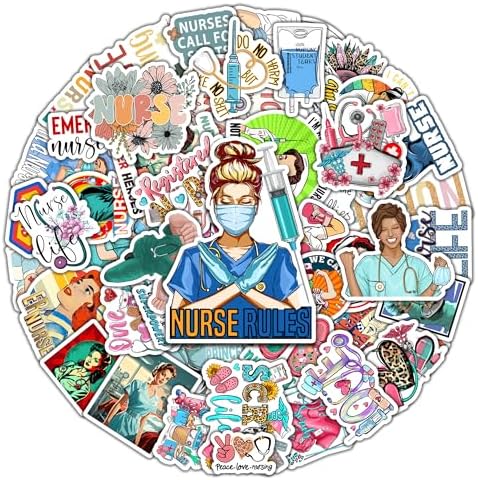 Amazon.com: BIGZORO Pack 50 PCS Nurse Stickers Nursing Waterproof Vinyl ...