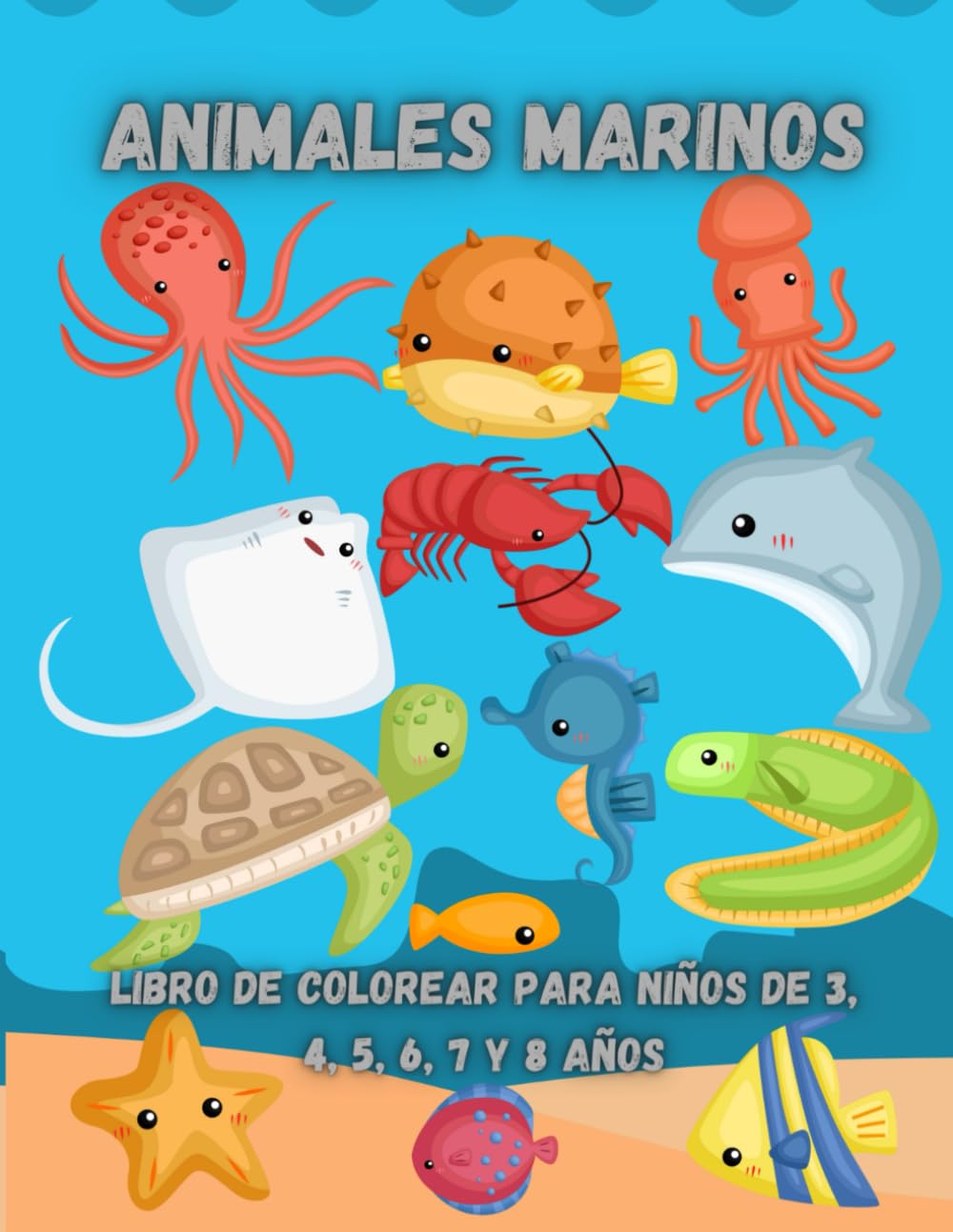 Amazon.com: Animales marinos: Libro de colorear para niños de 3, 4, 5 ...