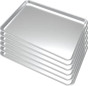 6 Pack Full Size 18 x 26 inch Aluminum Baking Sheet Pan Commercial Pan ...