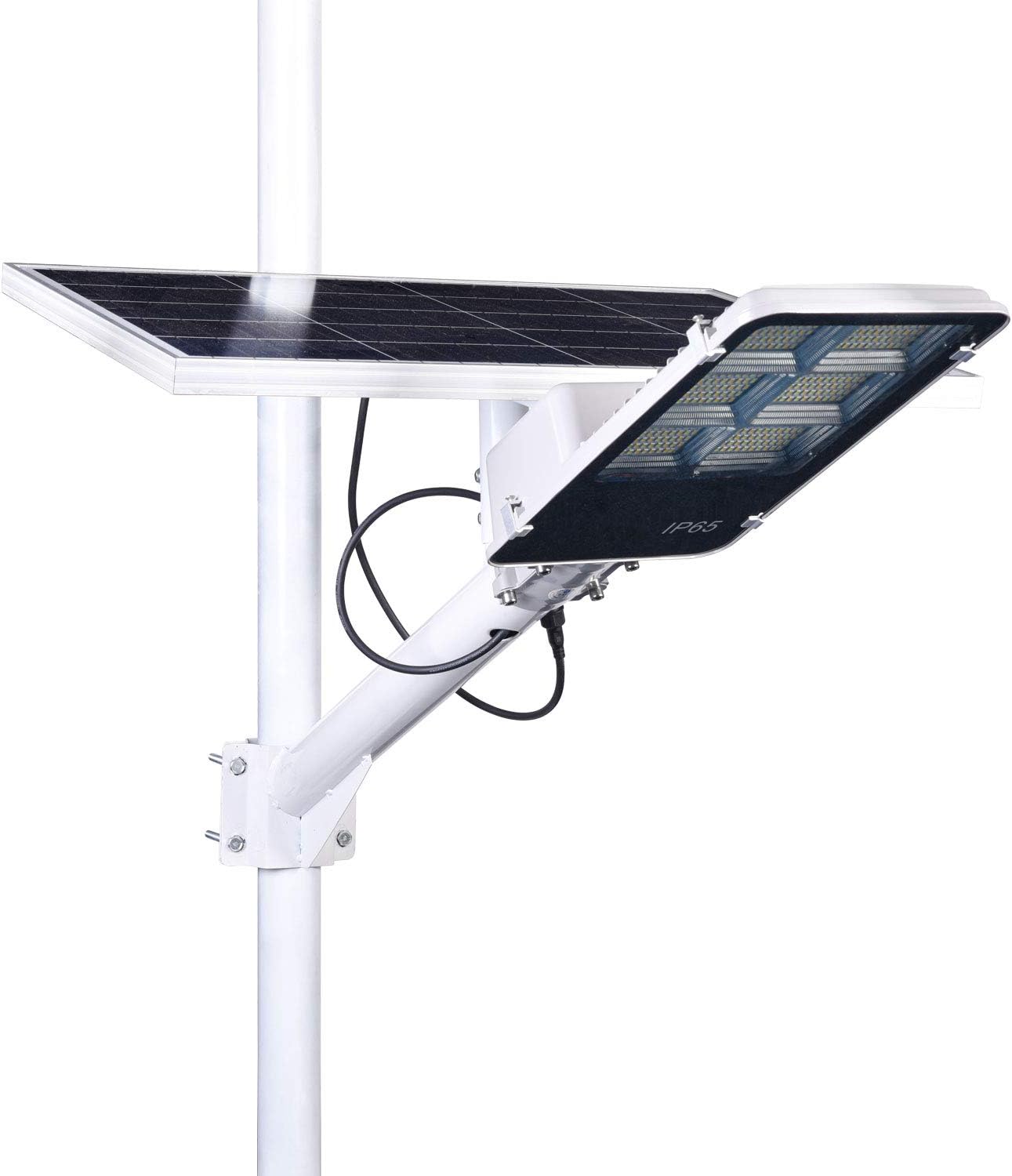 CYBERDAX Solar Street Light, White/Yellow Dual Light Mode, 300W/50W ...