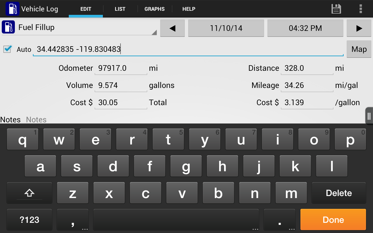 Vehicle Log - App on Amazon Appstore