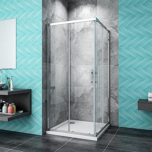 ELEGANT 900x900mm Semi-Frameless Pivot Pentagonal Shower Enclosure 8mm ...